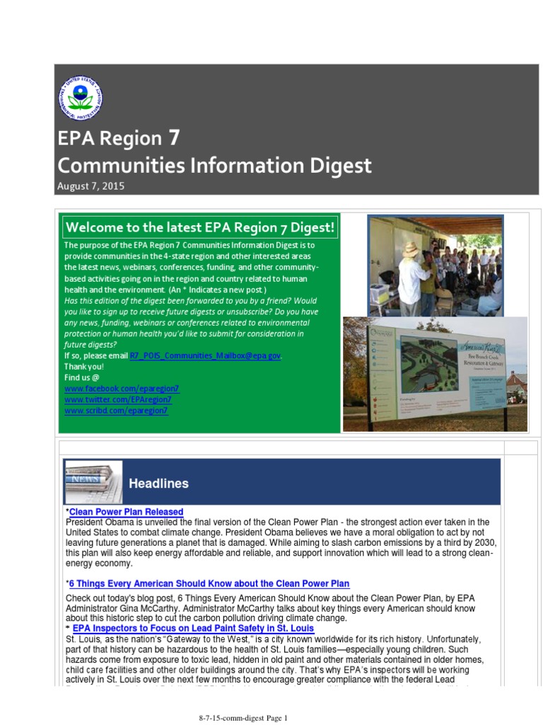 EPA Region 7 Communities Information Digest - Aug 7, 2015 | PDF | Clean ...