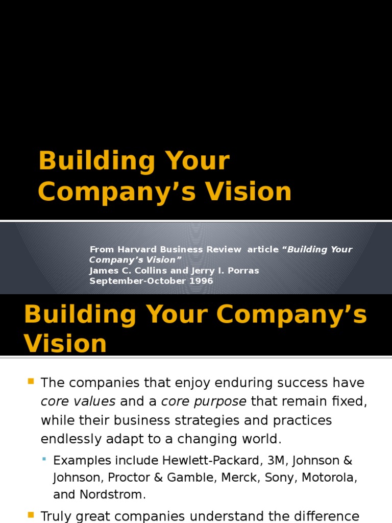 Defining Your Company's Vision: Core Values, Core Purpose, Big Hairy ...