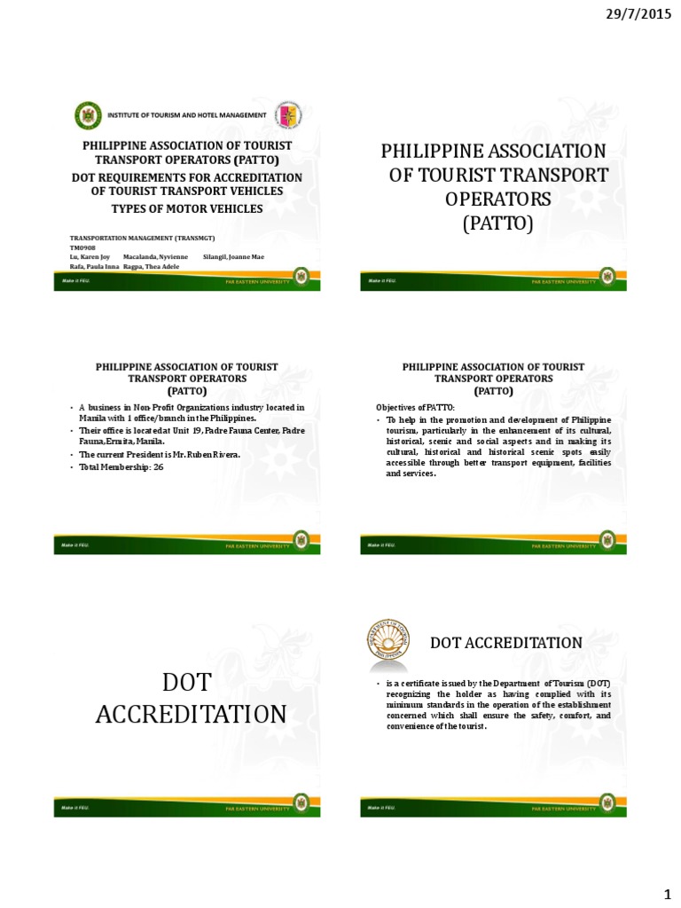 Dot Accreditation Requirements of Land, Water & Air Transport in The ...