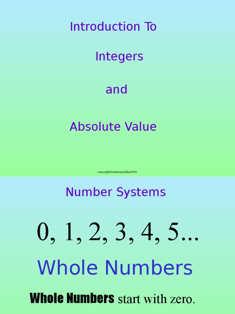 Integers & Absolute Value Introduction | PDF | Numbers | Integer