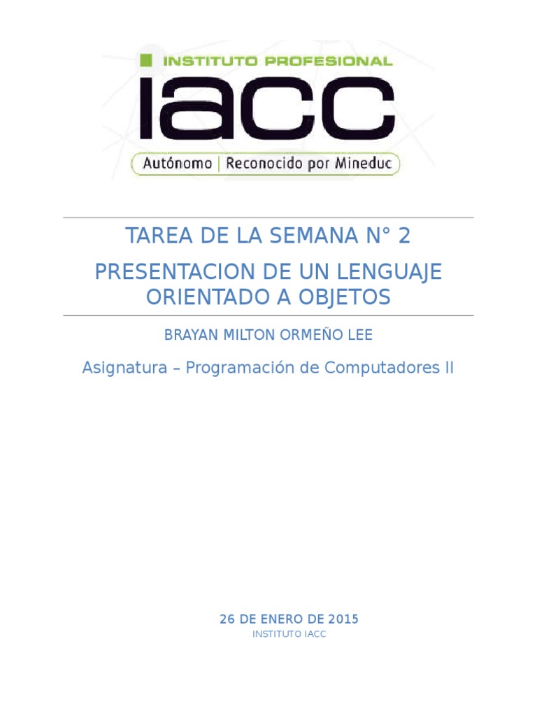 Presentacion de Un Lenguaje Orientado A Objetos | PDF | Programación ...