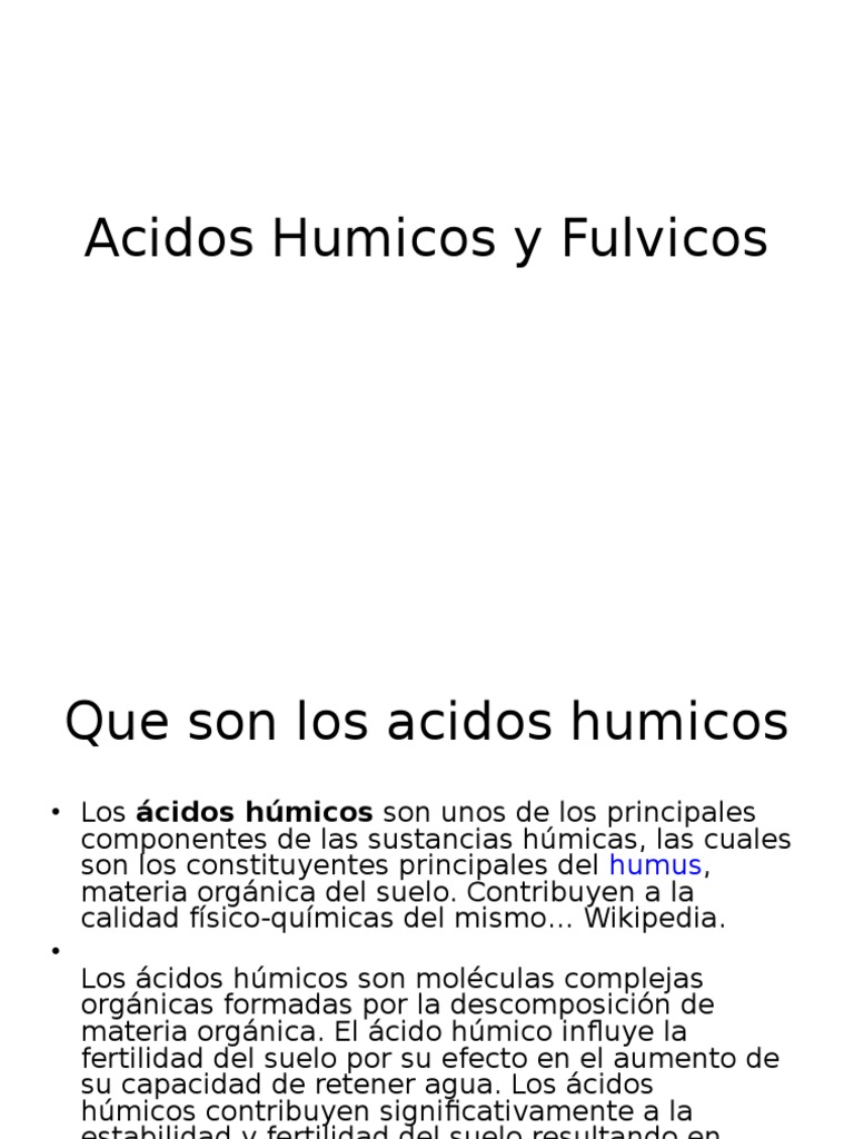 Acidos Humicos y Fulvicos | PDF | Suelo | Plantas