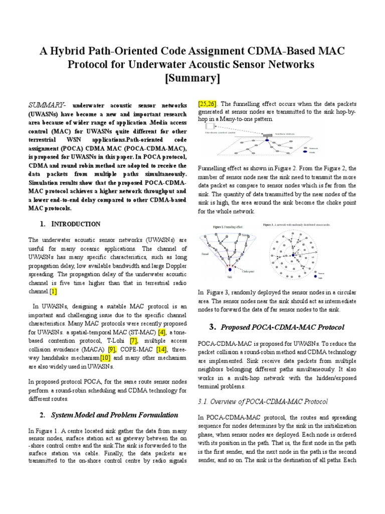 A Hybrid Path-Oriented Code Assignment CDMA-Based MAC Protocol For Underwater Acoustic Sensor ...