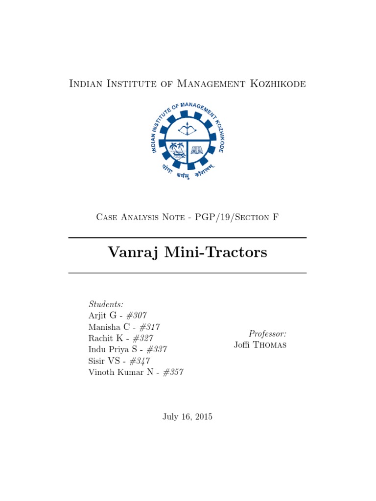 Vanraj - Group 7 - Section F - 1 PDF | PDF | Tractor | Agriculture