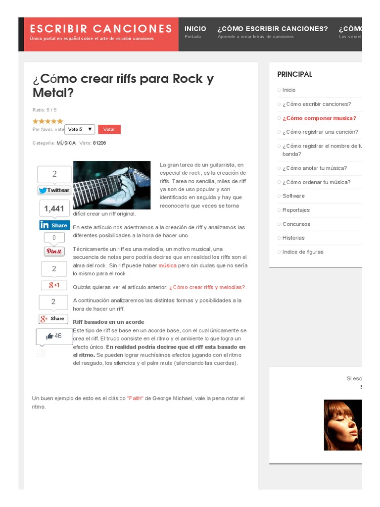 Guía para Crear Riffs de Rock y Metal | PDF | Acorde (Música) | Ritmo
