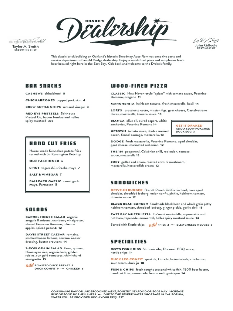 Drake's Dealership Menu | PDF | Ale | Hops