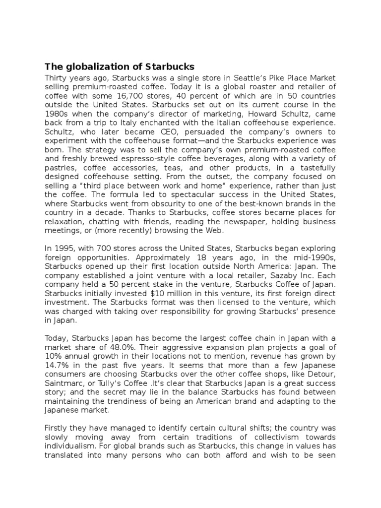 The Globalization of Starbucks | PDF | Starbucks | Fair Trade