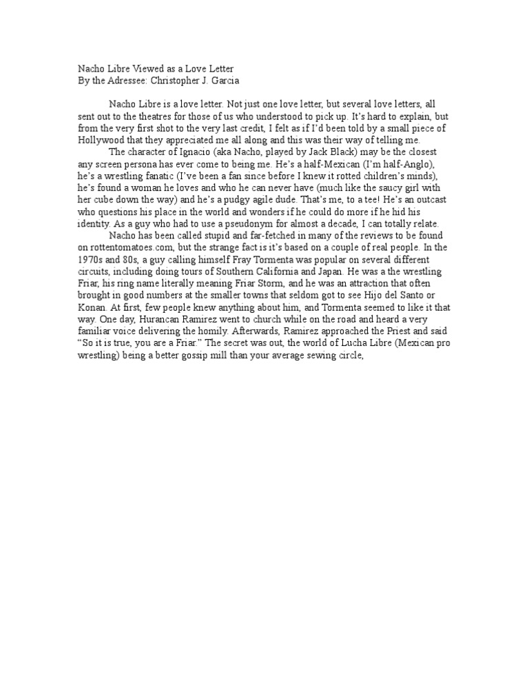 Nacho Libre: A Love Letter to Fans | PDF | Professional Wrestling