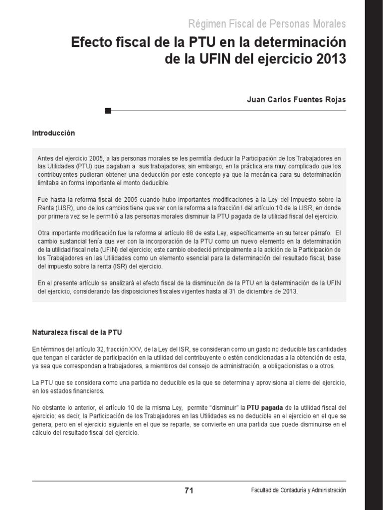 Tratamiento de Ptu en Ufin | PDF | Impuesto sobre la renta | Impuestos