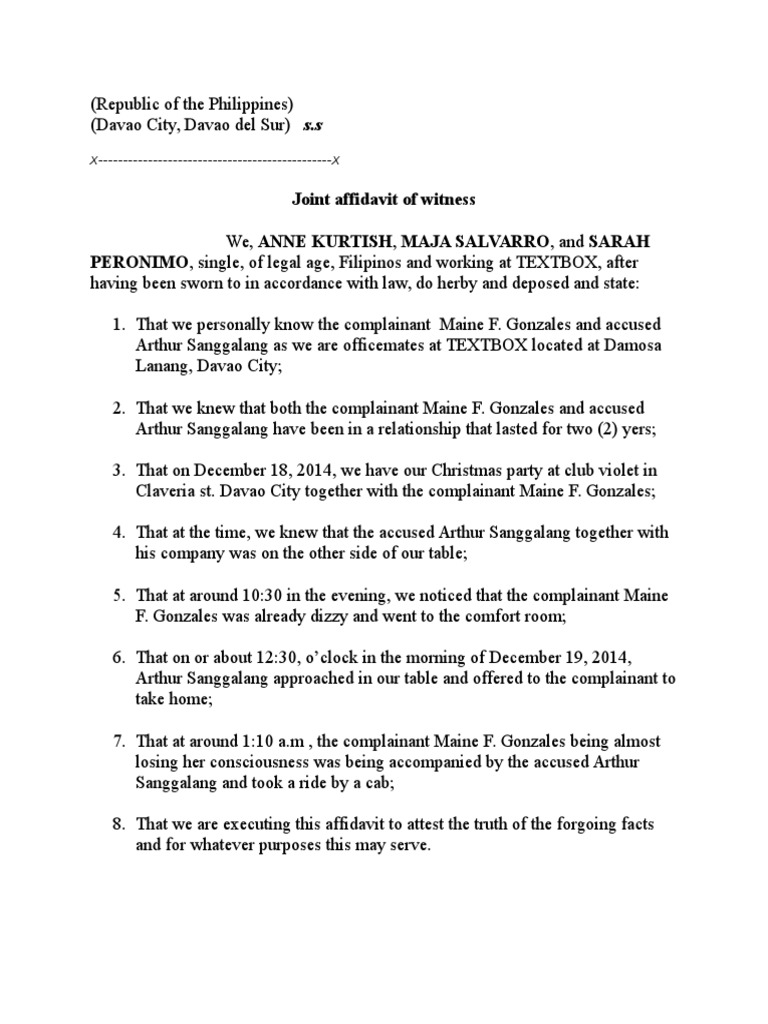 Joint Affidavit of Witness | PDF