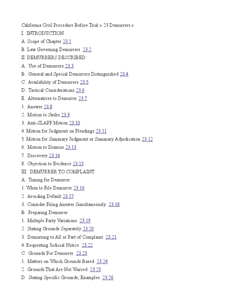 California Demurrers Guide | PDF | Demurrer | Pleading