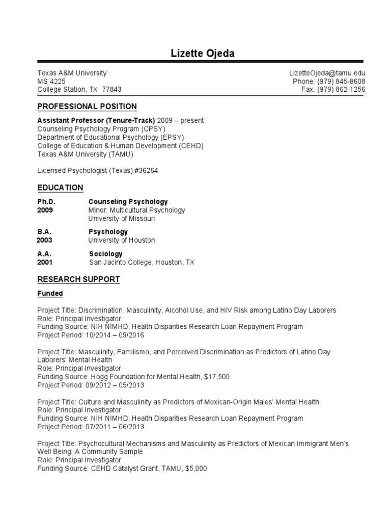 Ojeda CV | PDF | Hispanic And Latino Americans | Counseling Psychology