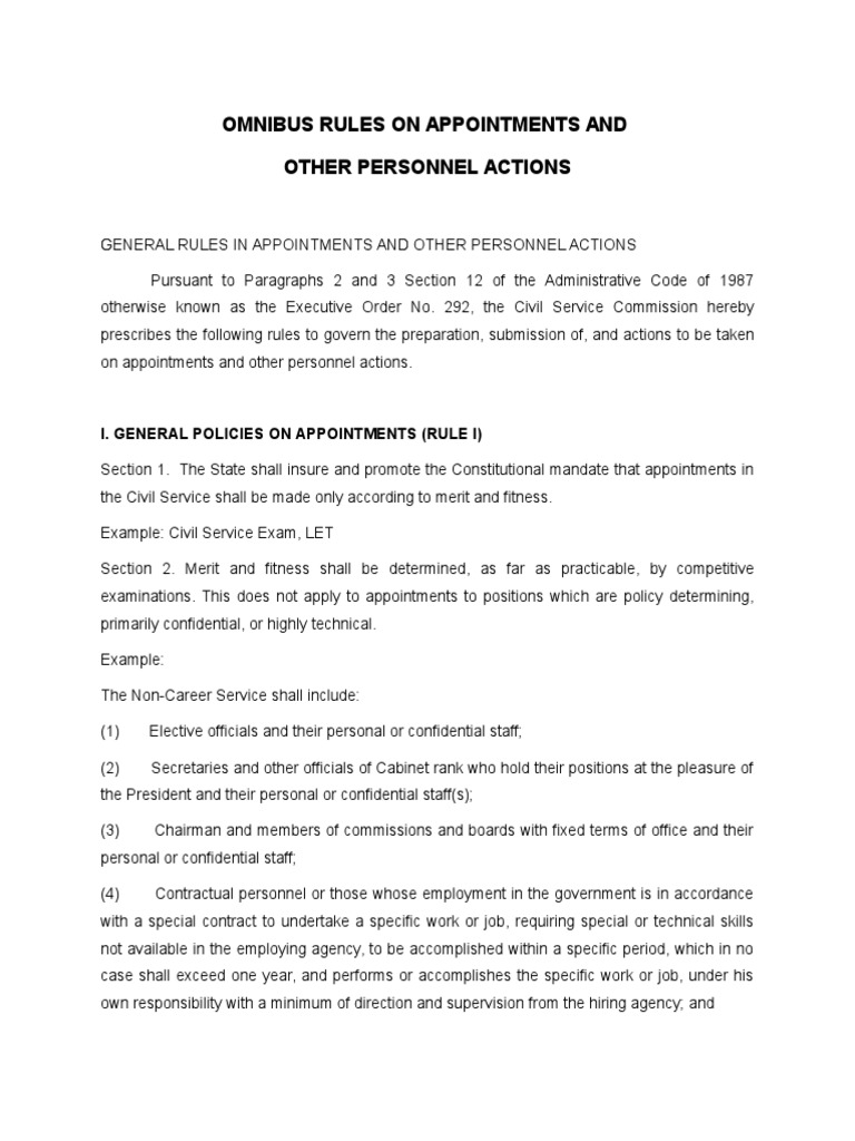 General Rules in Appointments and Other Personnel Actions | PDF | Civil ...