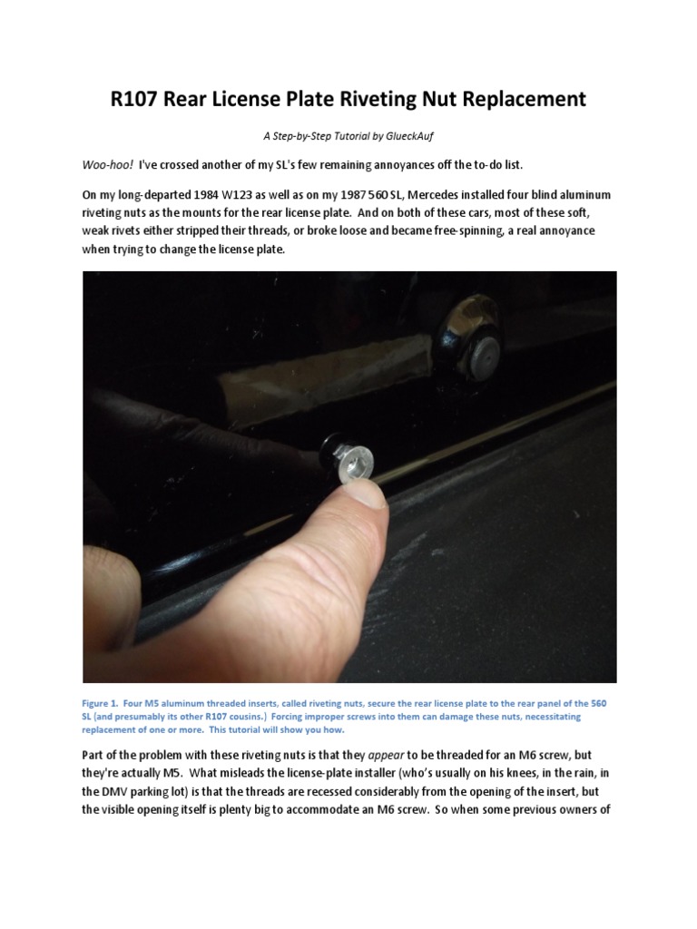 R107 Rear License Plate Riveting Nut Replacement | PDF | Rivet | Nut ...