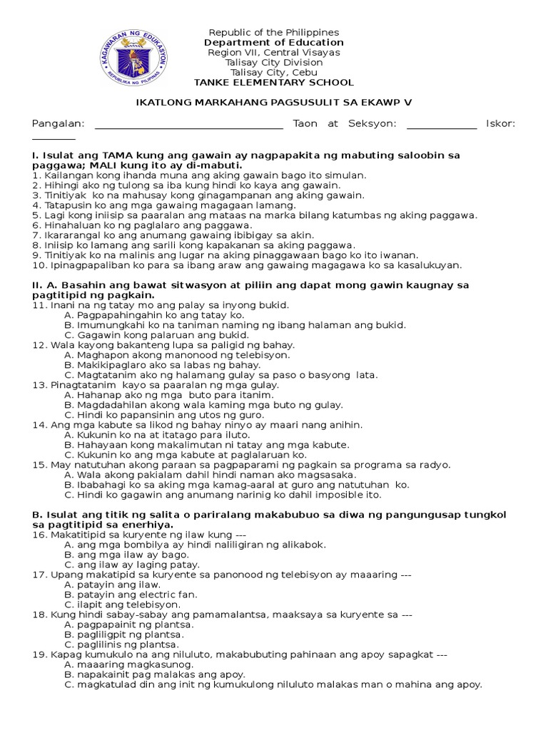 3rd GRADING PERIODICAL TEST | PDF
