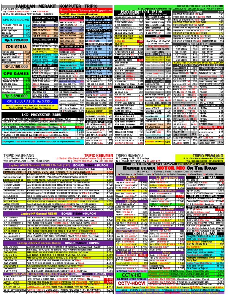 Daftar Harga dan Panduan Tripio | PDF