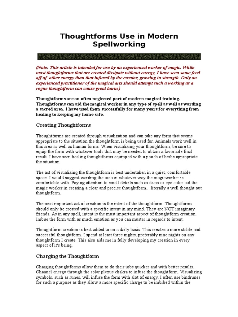 Thoughtforms Use in Modern Spellworking | PDF | Magic (Paranormal)