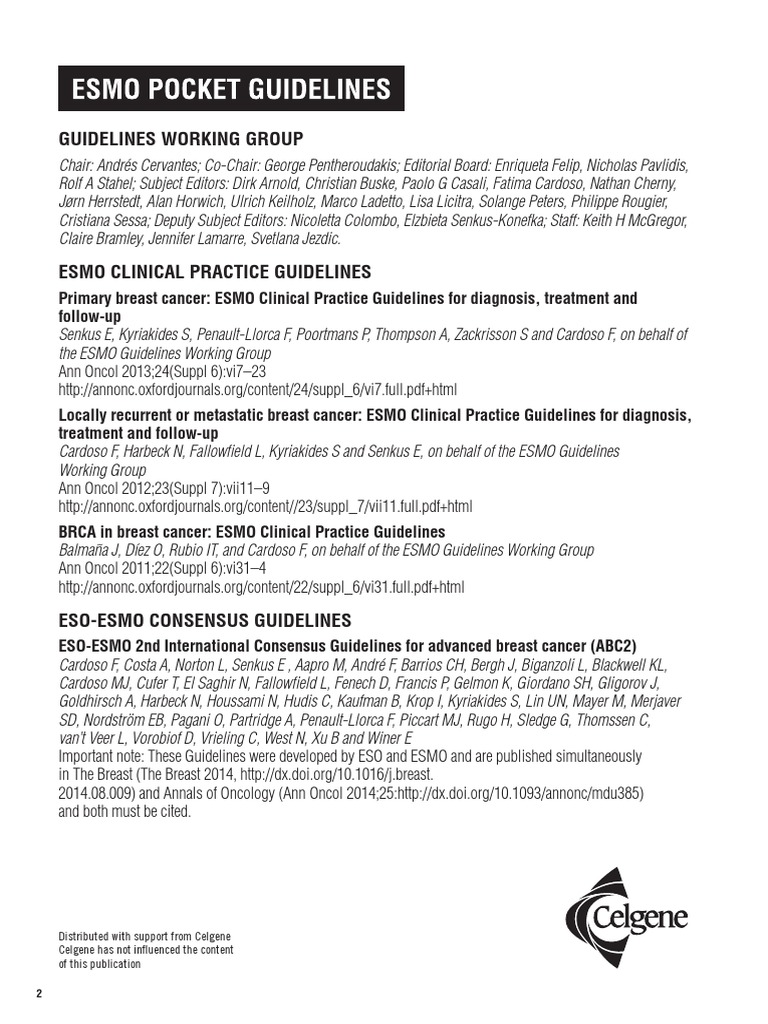 Esmo Pocket Guidelines On Breast Cancer 2013 PDF | PDF | Breast Cancer ...
