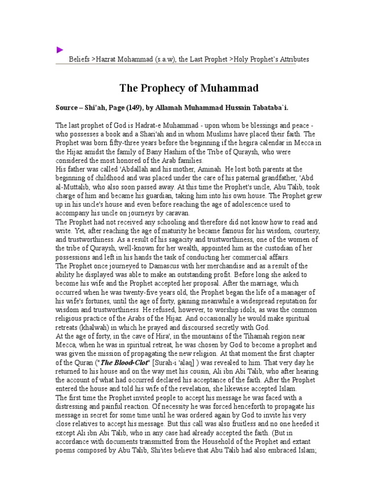 The Prophecy of Muhammad: Source - Shi'ah, Page (149), by Allamah ...