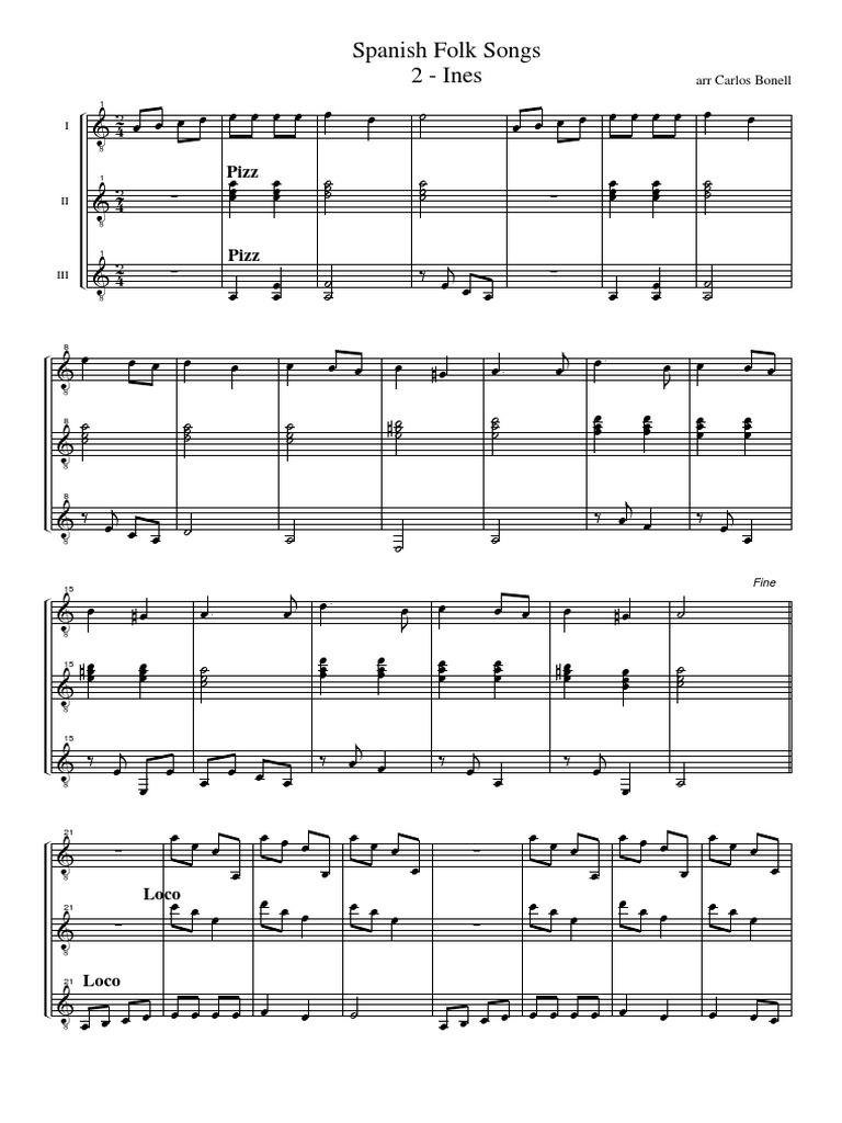 Spanish Folk Songs - 2 - Ines Trio Violões | PDF