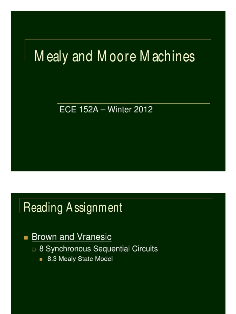 Mealy vs Moore Machines Explained | PDF | Electronics | Computer Engineering