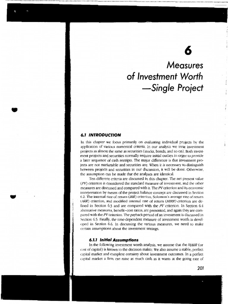6 Measures of Investment Worth Single Project PDF | PDF