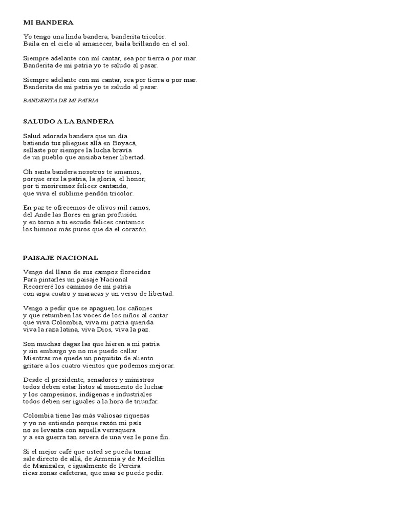 Letra Mi Bandera | PDF | Guerra peninsular | Colombia