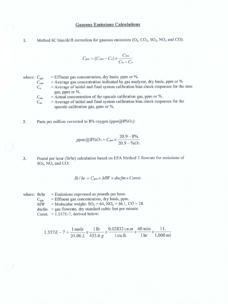 Gaseous Emissions Calculation Methods | PDF | Grain (Unit) | British ...