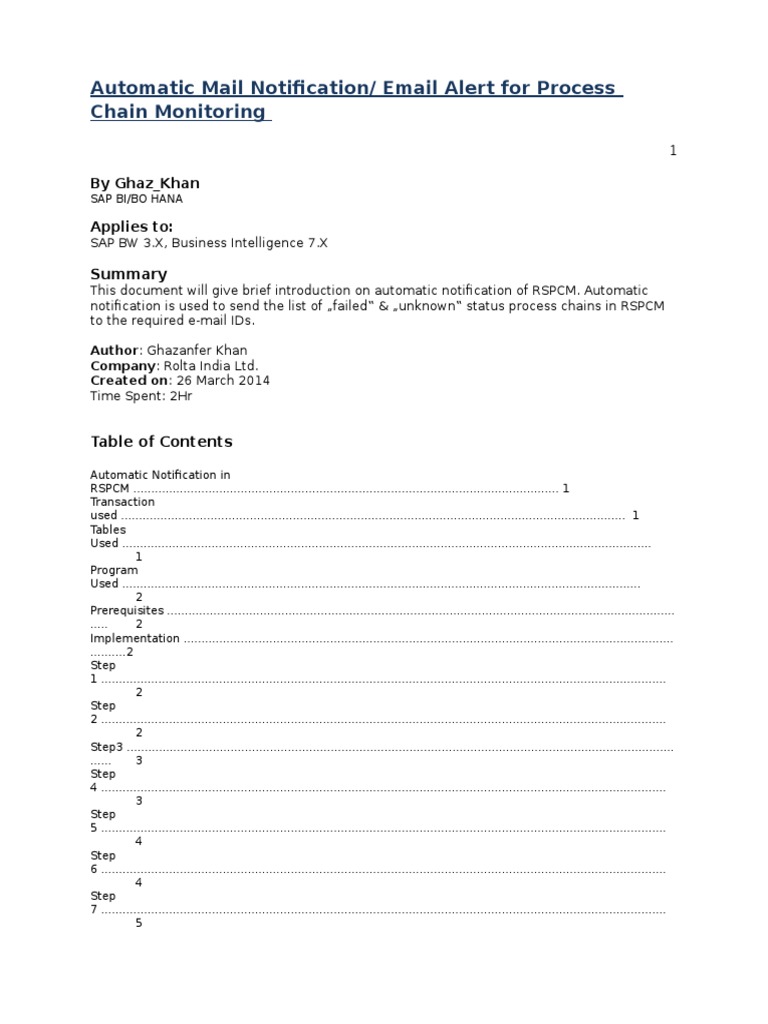 Automatic Mail Notification Process Chain | PDF | Computer Networking ...