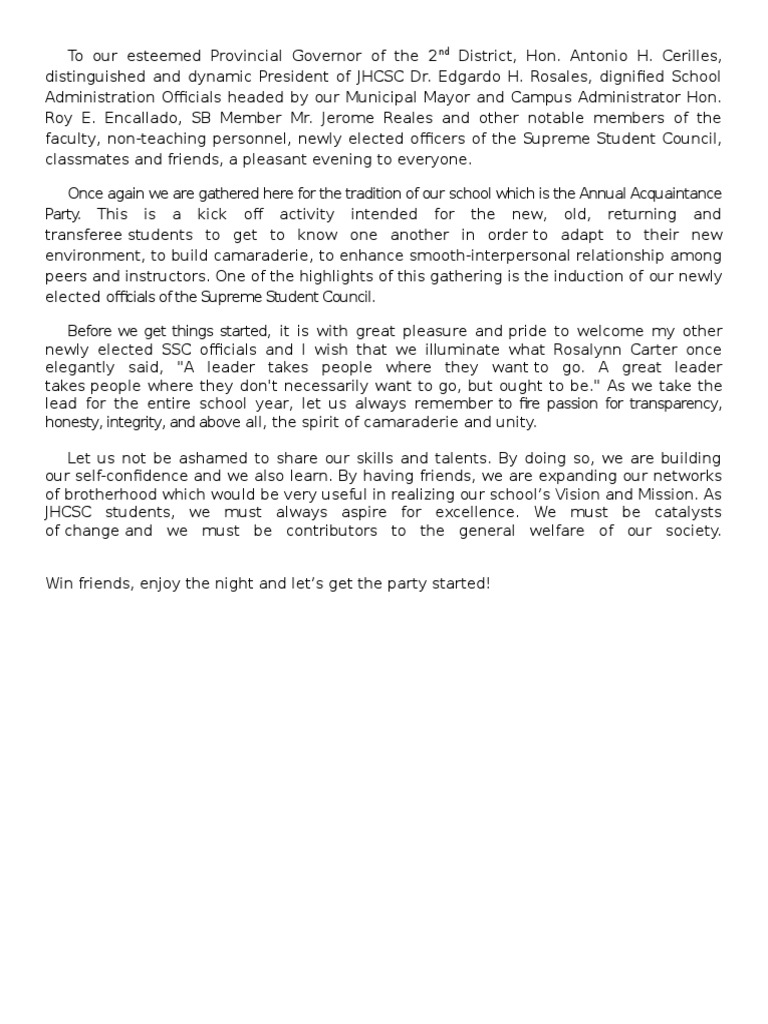 Welcome Address | PDF