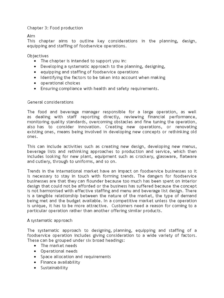 Key Considerations in Food Production | PDF | Occupational Safety And ...