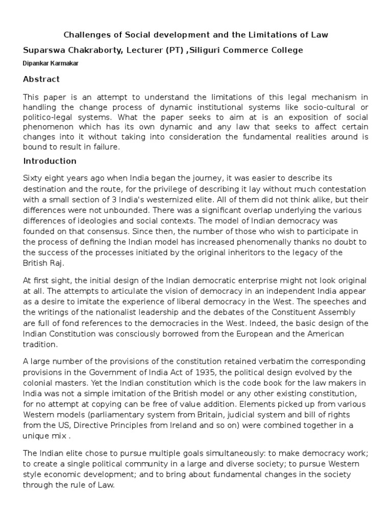 Challenges of Social Development and The Limitations of Law | PDF ...
