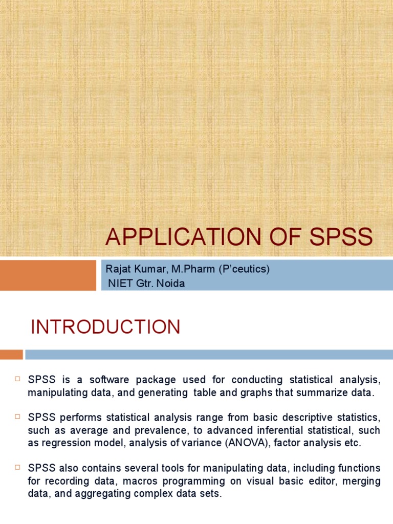 SPSS: Advanced Statistical Analysis | PDF | Spss | Sas (Software)