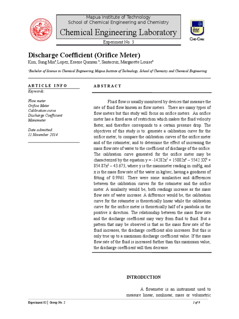 Orifice Meter | PDF | Flow Measurement | Fluid Dynamics