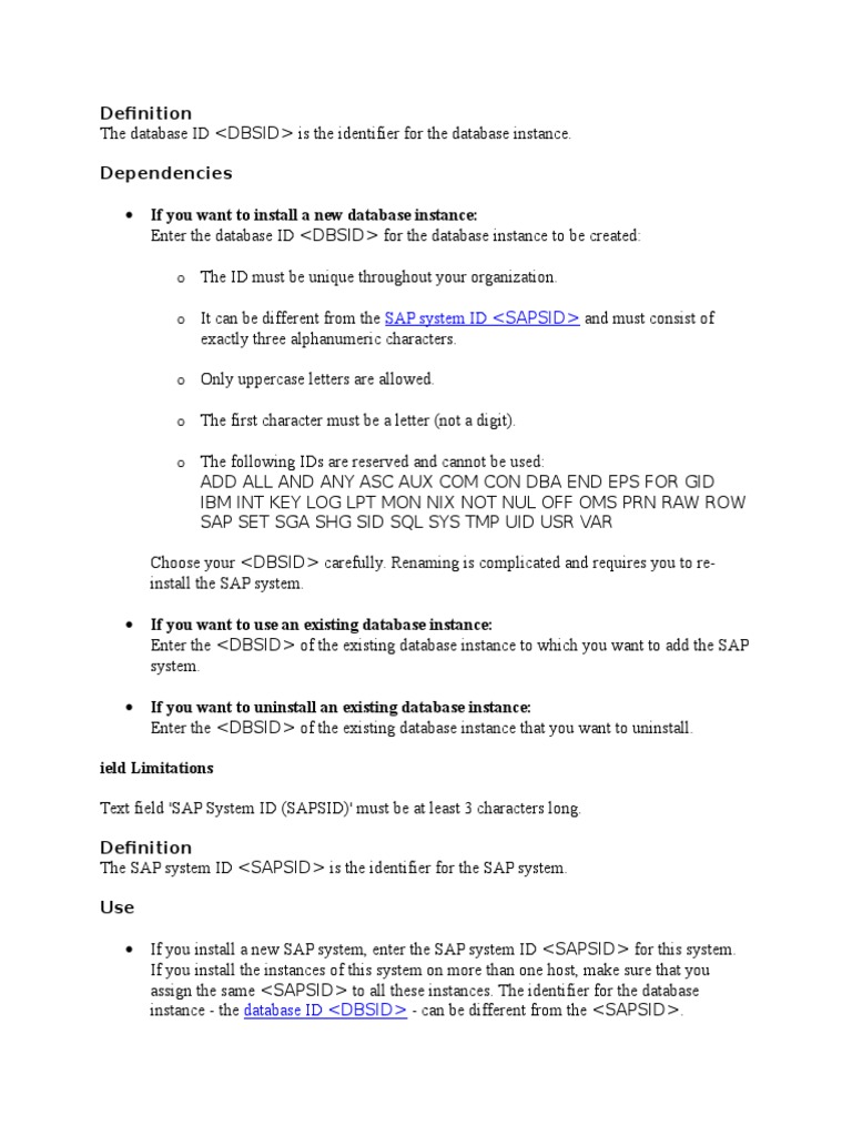 SAP Install Notes | PDF | Identifier | Microsoft Windows