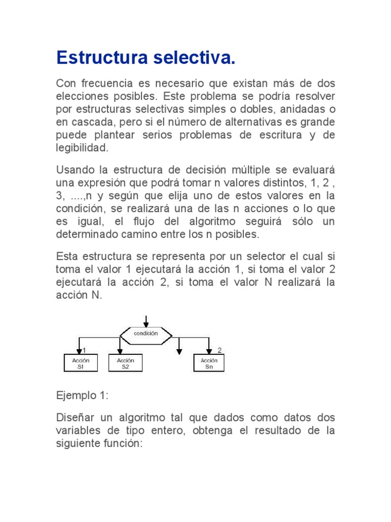 Estructuras Selectivas de Diagramas de Flujo | PDF