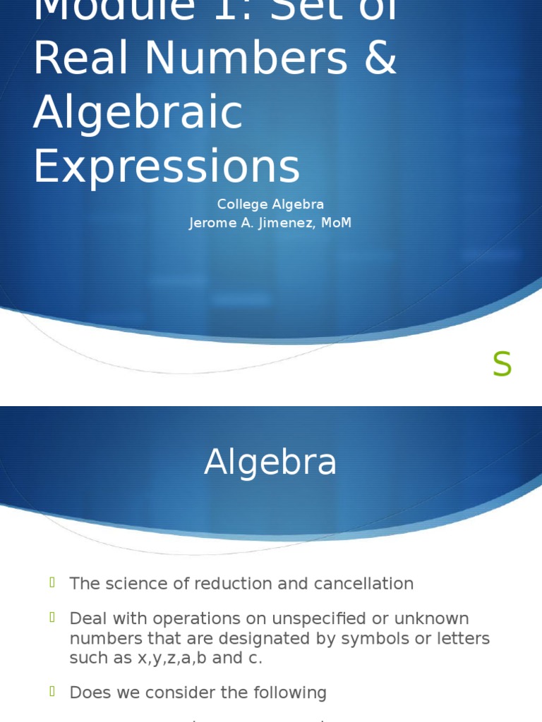College Algebra Module 1 Overview | PDF | Numbers | Multiplication