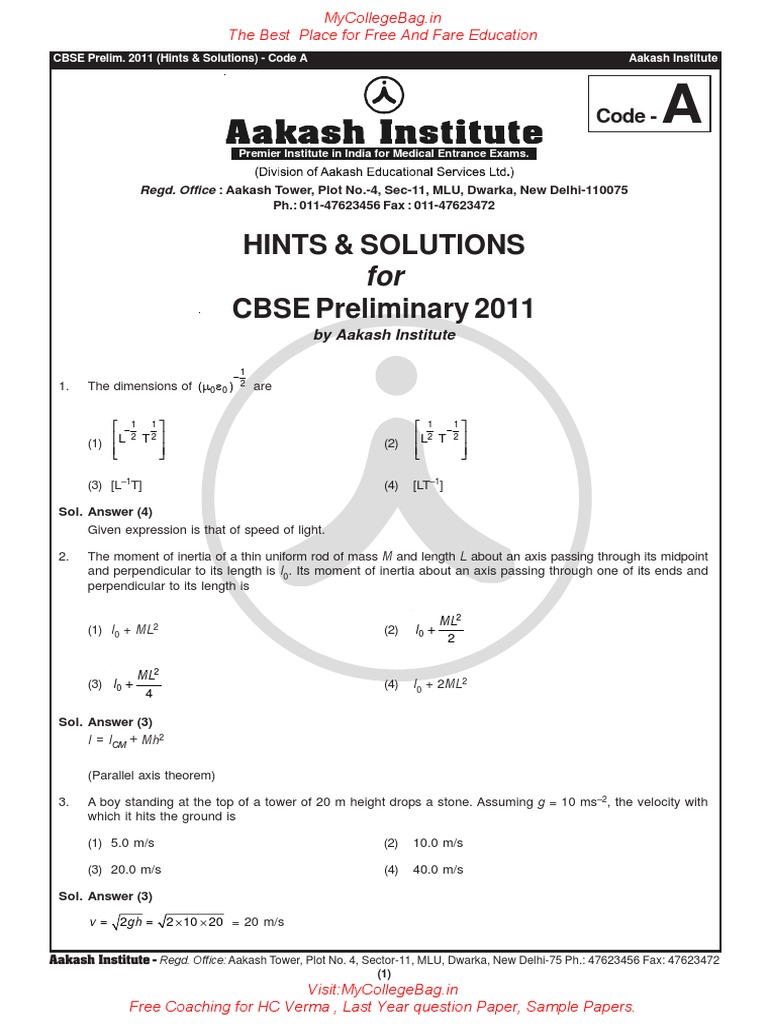 AIPMT 2011 Prelims Paper | PDF | P–N Junction | Physics