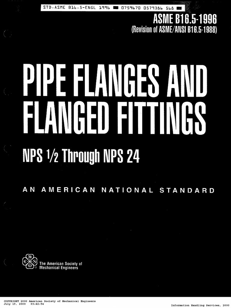 ASME B16.5 - Pipe Flanges PDF | PDF