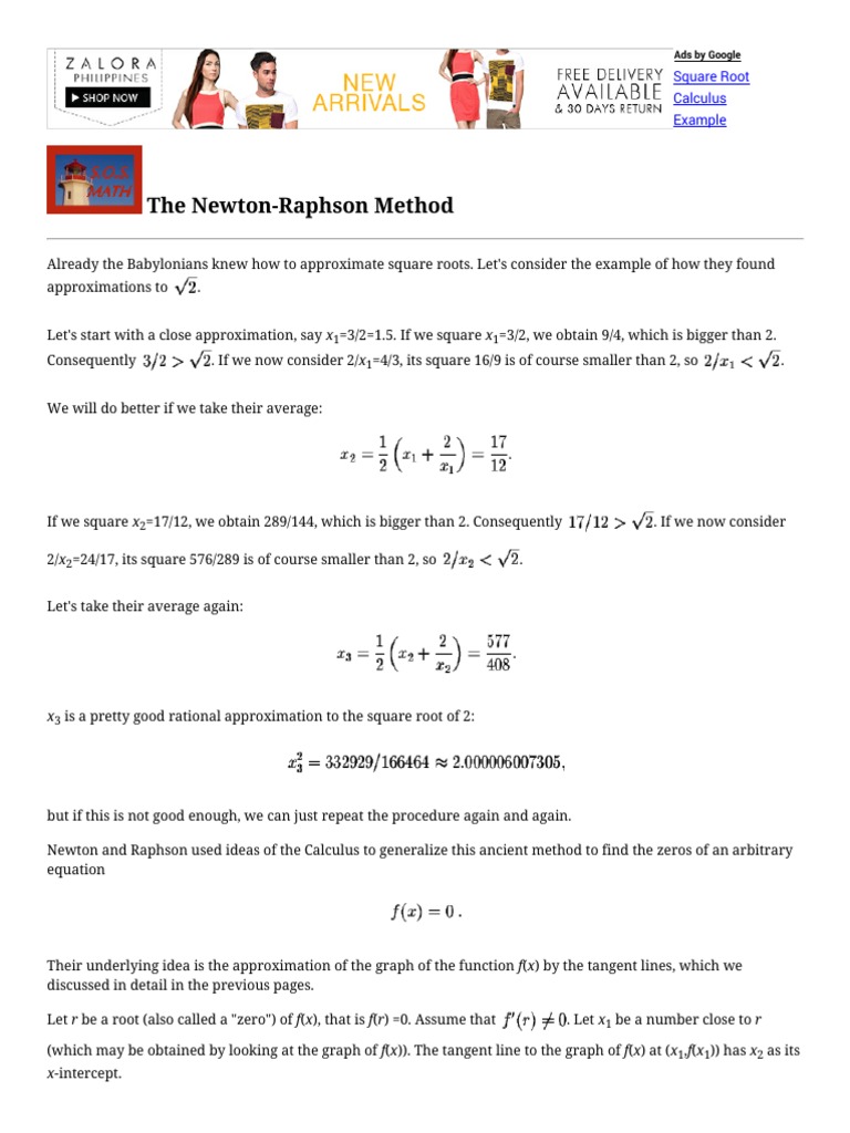 The Newton-Raphson Method | PDF | Equations | Algebra