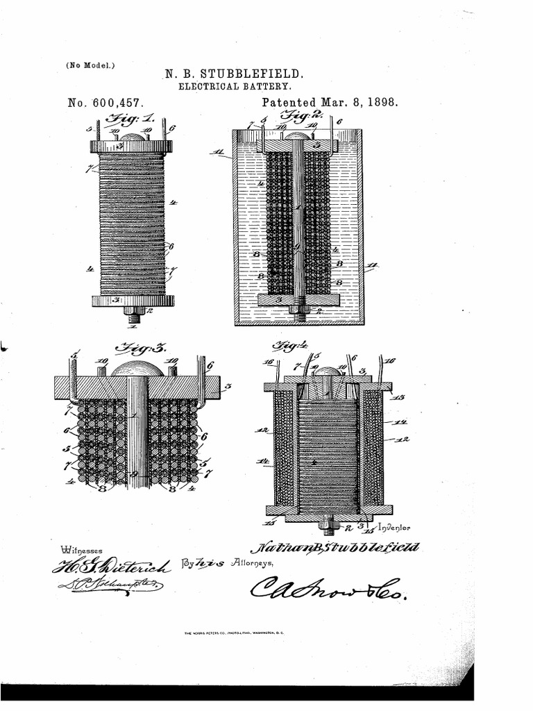 Patent Us 600457 | Battery (Electricity) | Electric Current