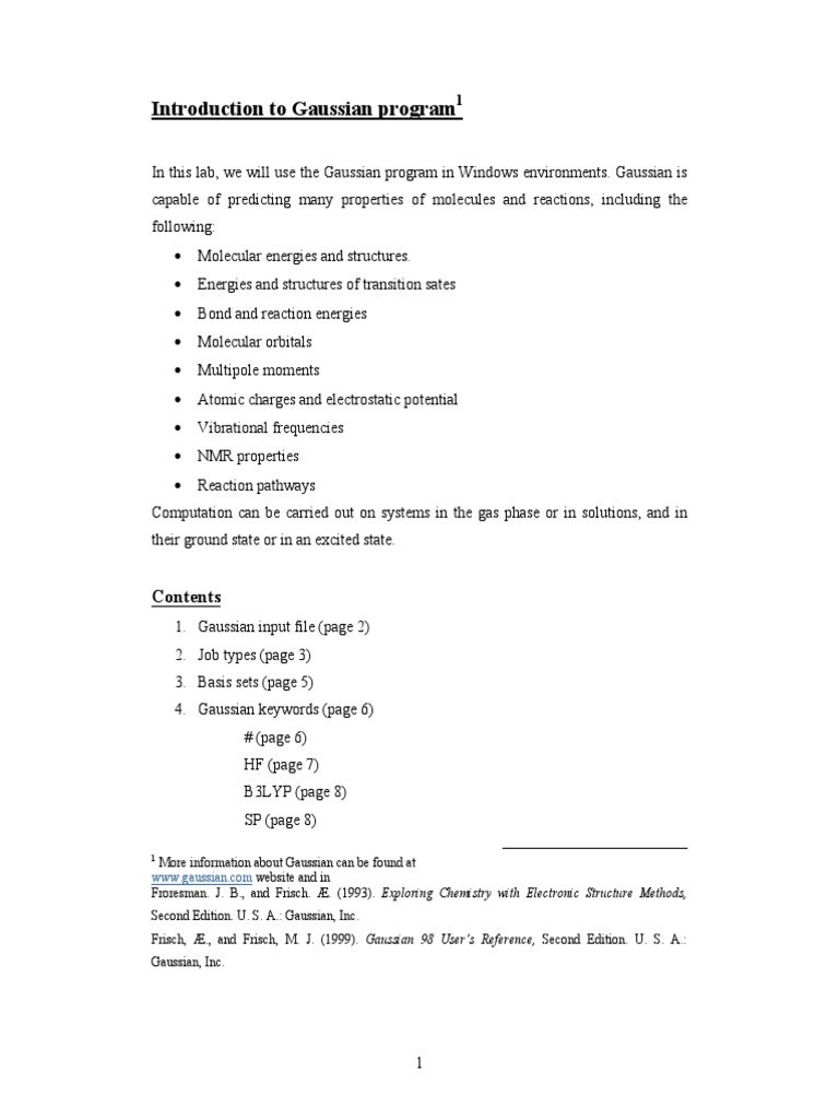 Gaussian Manual | PDF | Molecular Orbital | Computational Chemistry