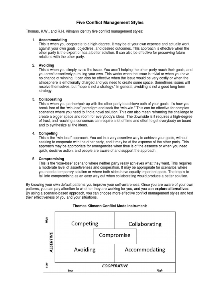 Conflict Management Styles | PDF | Goal | Action (Philosophy)