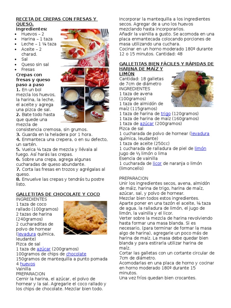 Recetas Comida Dulces | PDF | Postres | Ingredientes de comida