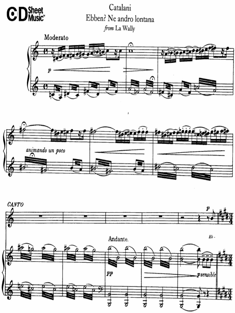 Catalani - Ebben, Ne Andro Lontana (La Wally) PDF | PDF