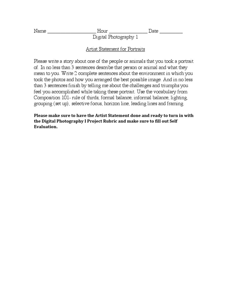 Portrait Artist Statement | PDF