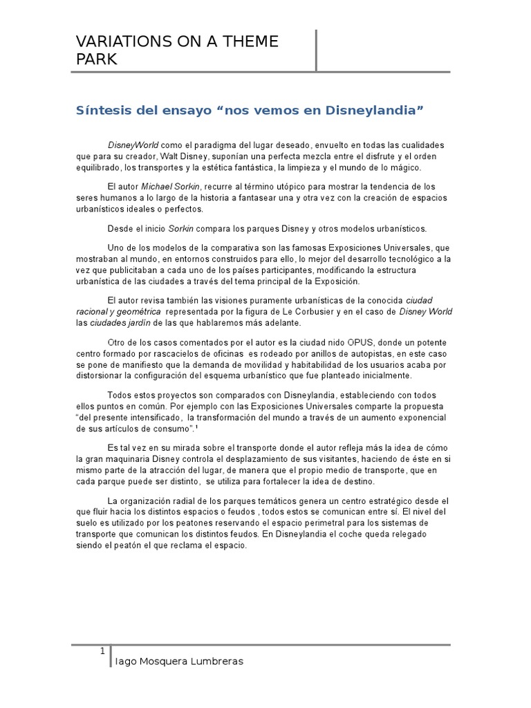 Variations On A Theme Park | PDF | Disneyland | Walt Disney