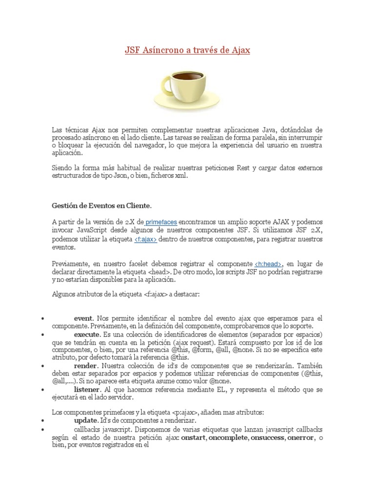 JSF Asíncrono A Través de Ajax | PDF | Ajax (Programación) | Script Java
