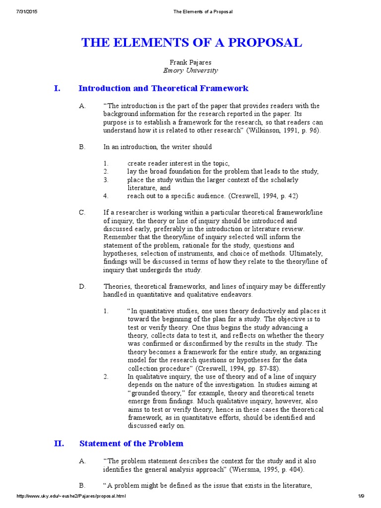 The Elements of A Proposal | PDF | Hypothesis | Null Hypothesis