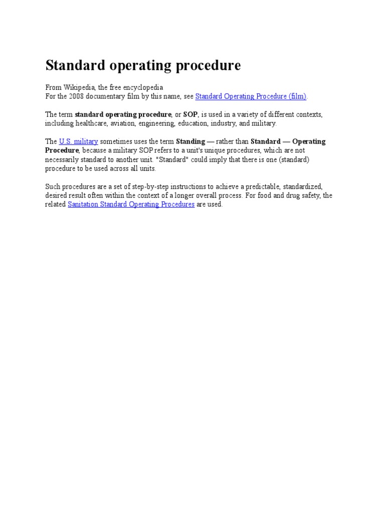 Understanding Standard Operating Procedures | PDF | Wellness | Science ...